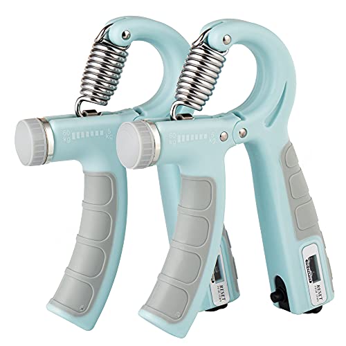 steelway Hand Grip Exerciser Strengthener 2 Pack,Grip Trainer, Forearm Grip Strength with Counter, Adjustable Resistance from 11-132 LB, Forearm Workout Equipment(Blue)
