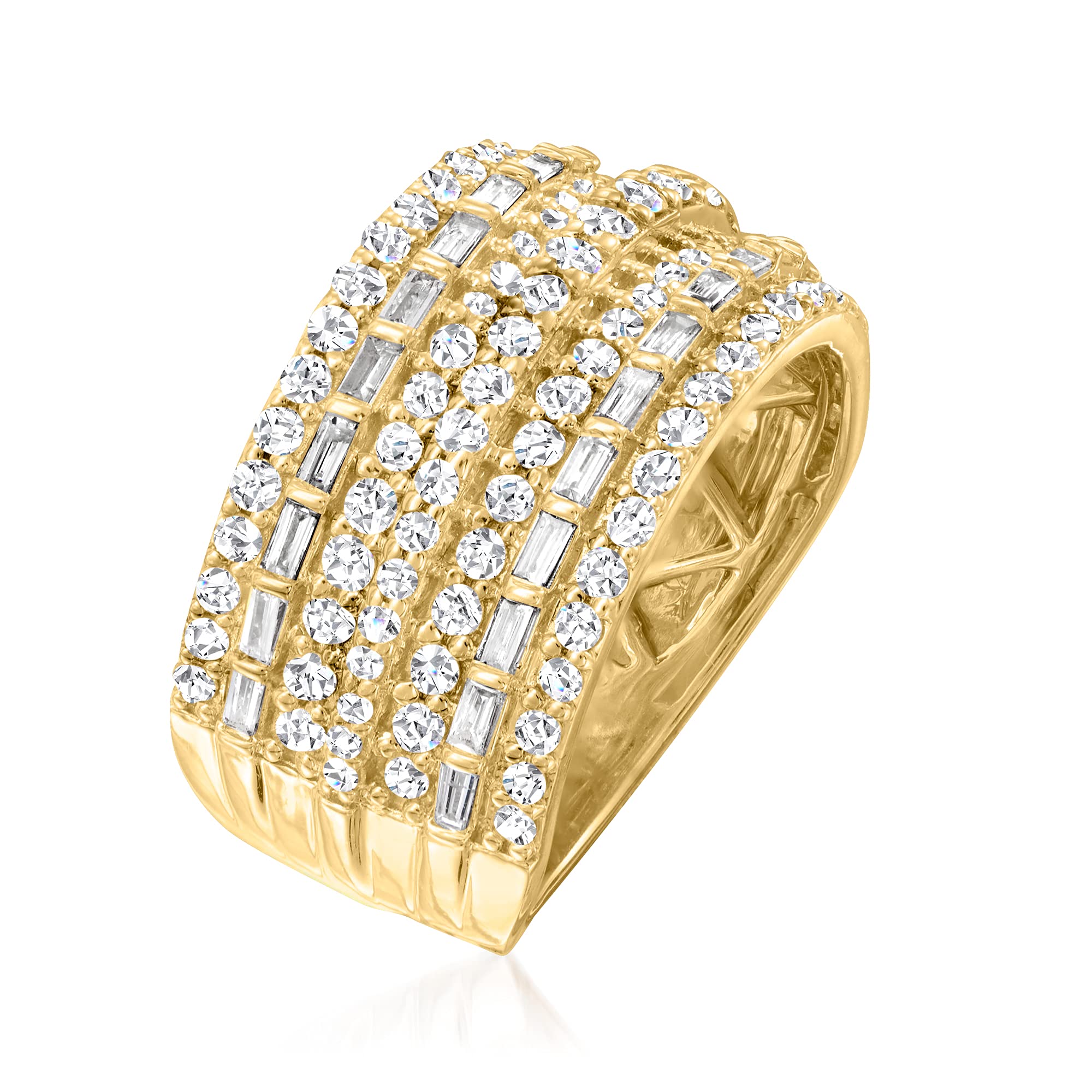 Ross-Simons 1.50 ct. t.w. Baguette and Round Diamond Ring in 14kt Yellow Gold. Size 6