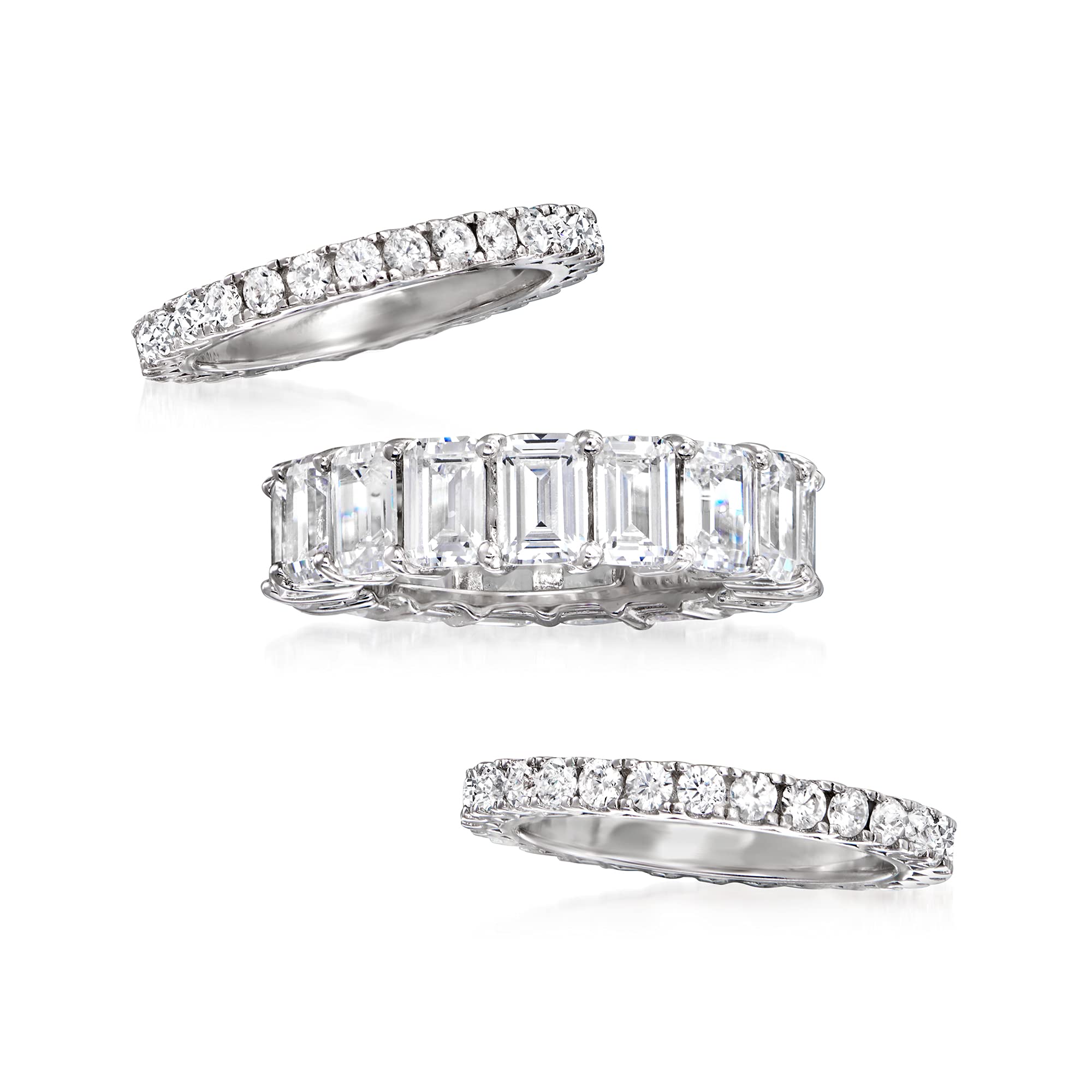 Ross-Simons 11.65 ct. t.w. CZ Jewelry Set: 3 Eternity Bands in Sterling Silver. Size 7