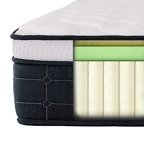 Novezza Home 12 Inch Hybrid Pillow-Top Mattress/Bed-in-a-Box/CertiPUR-US Certified Foam, Queen, White