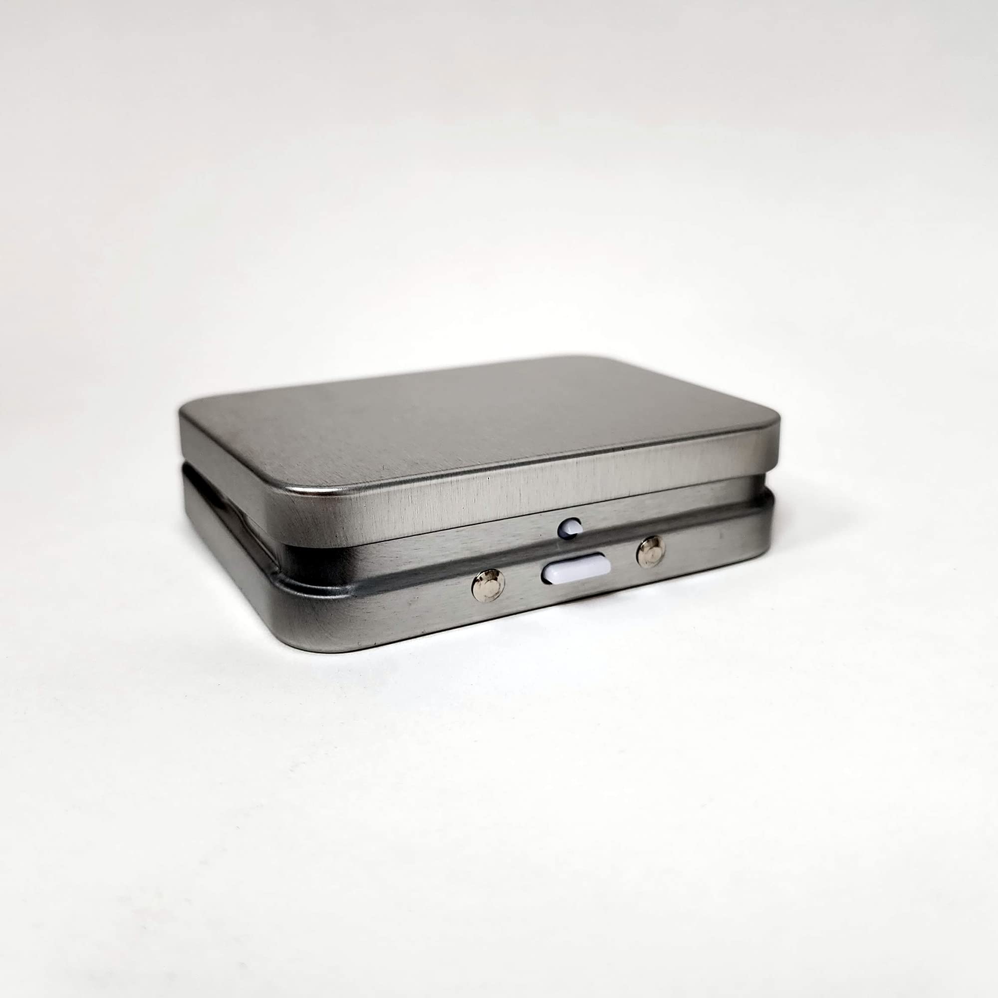 RVTUS Silver Metal Rectangular Tins With Hinged Child Resistant Locking Lid - Lidded Storage Containers (Small - 12 Pack)