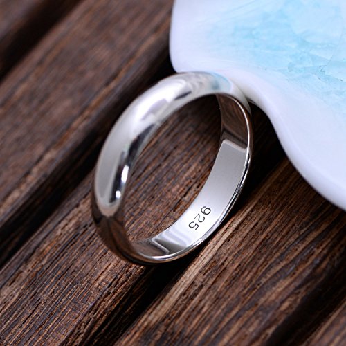 Plain Solid 925 Sterling Silver Wedding Band Ring for Men Women 4.5mm Size 8.5