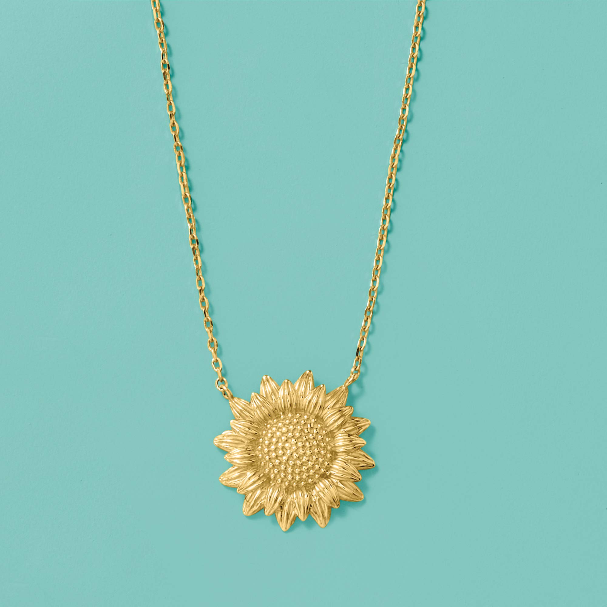Ross-Simons 14kt Yellow Gold Sunflower Necklace. 18 inches