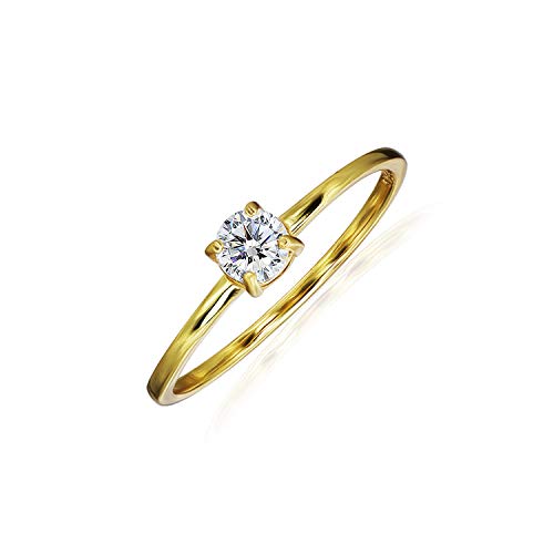 River Island Sterling Silver 4mm Round Solitaire Cubic Zirconia Engagement Ring Size 7 Avail in 3 Colors