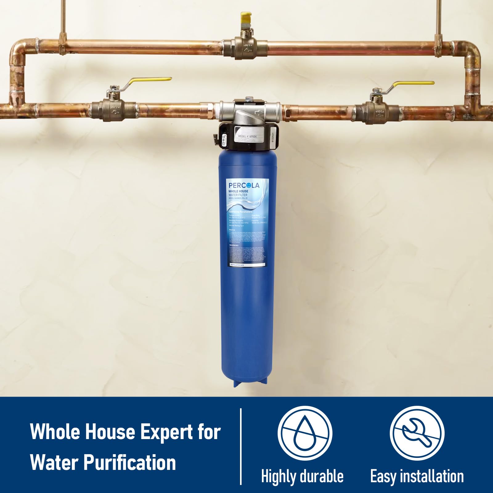 PERCOLA AP917HD Water Filter, Replacement for Aqua-Pure AP917HD Whole House Sediment/CTO Replacement Filter For 3M Aqua-Pure AP903 System 100,000 Gallons (1 Pack)