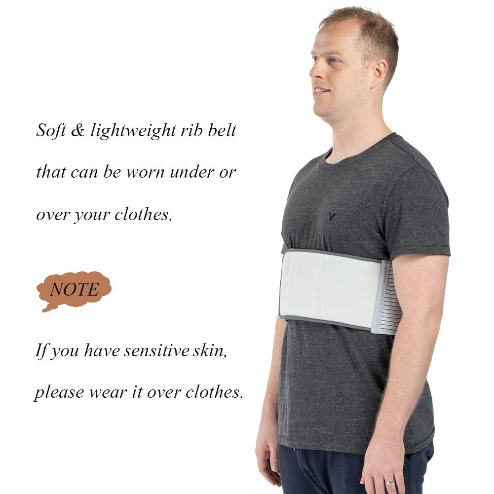 Rib Belt for Men | Rib Injury Binder Support Brace Elastic Rib Cage Protector Wrap for Sore, Cracked, Fractured or Dislocated Rib - Medium