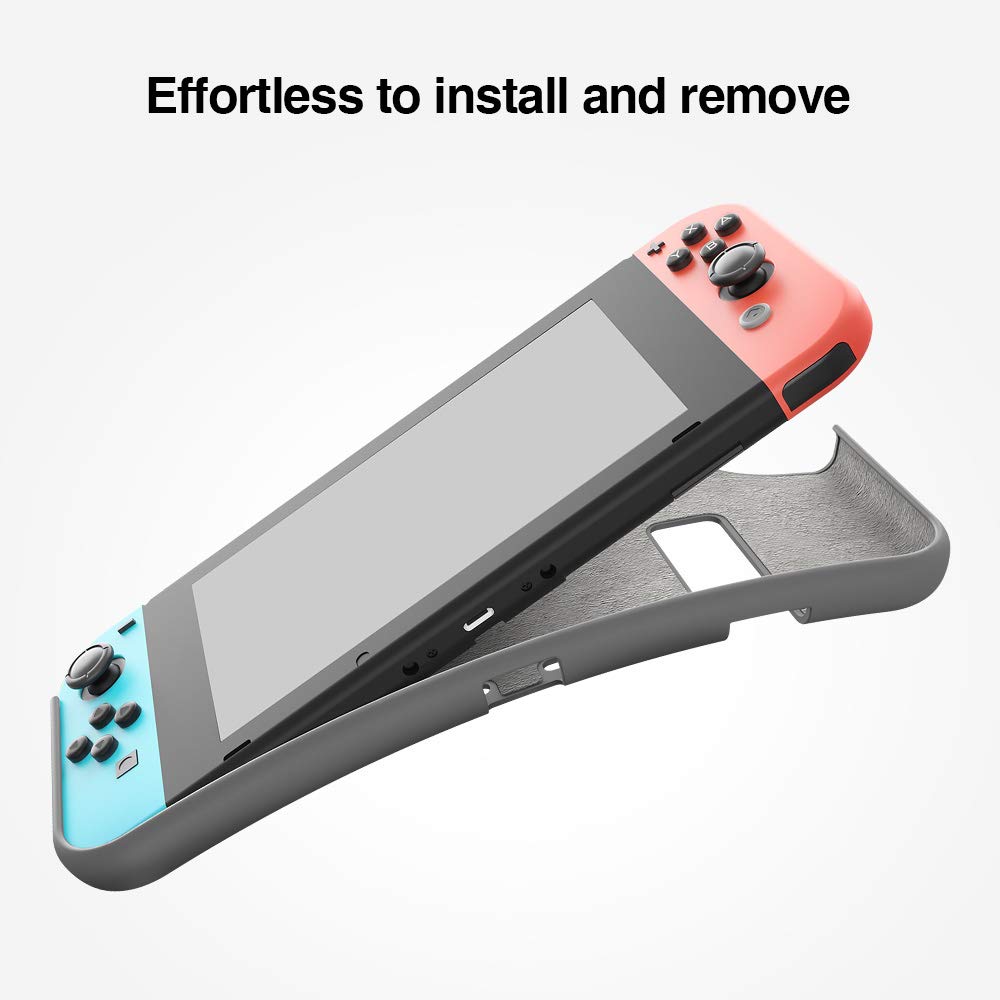 tomtoc Protective Case for Nintendo Switch, Liquid Silicone Case with 2Pcs Screen Protector Support Switch Stand and Joy-Con Detachable, Shock-Absorption and Scratch-Resistant Grip Cover