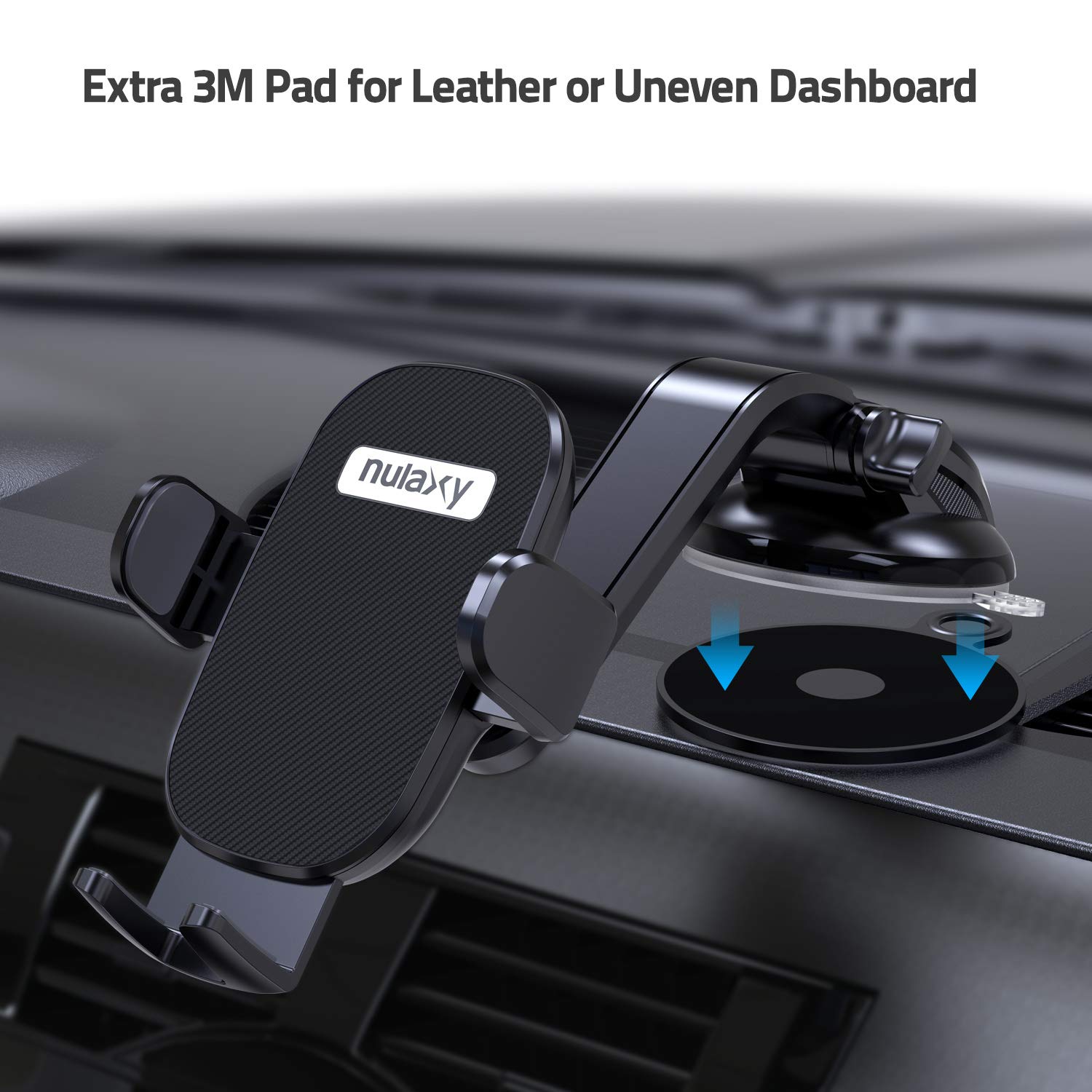 Nulaxy Phone Holder for Car, No Obstruction View Dashboard Windshield Car Phone Mount Strong Suction with Extra Gel Pad for iPhone 11 Pro Max/11/XS Max, Galaxy S10, Google Pixel 3 XL Other 4.7''- 6.5β