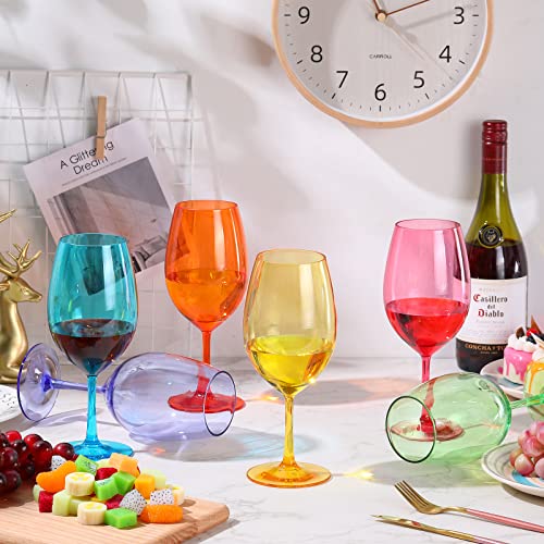 Shellwei 12 Pieces Stemmed Wine Glasses Tritan Drinkware Reusable Wine Glasses Stemmed Drinking Glasses Wine Glassware for Party Wedding Restaurant Anniversary Christmas Birthday 6 Colors