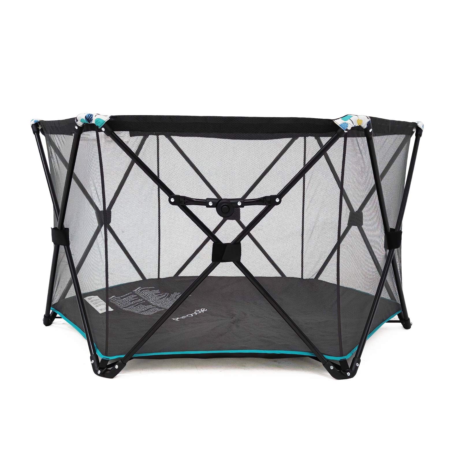 Pamo Babe Portable Baby Playpen, Outdoor Playard Playpen for Babies Indoor and Outdoor Use, Easy and Compact Fold with Carrying Case (Grey)