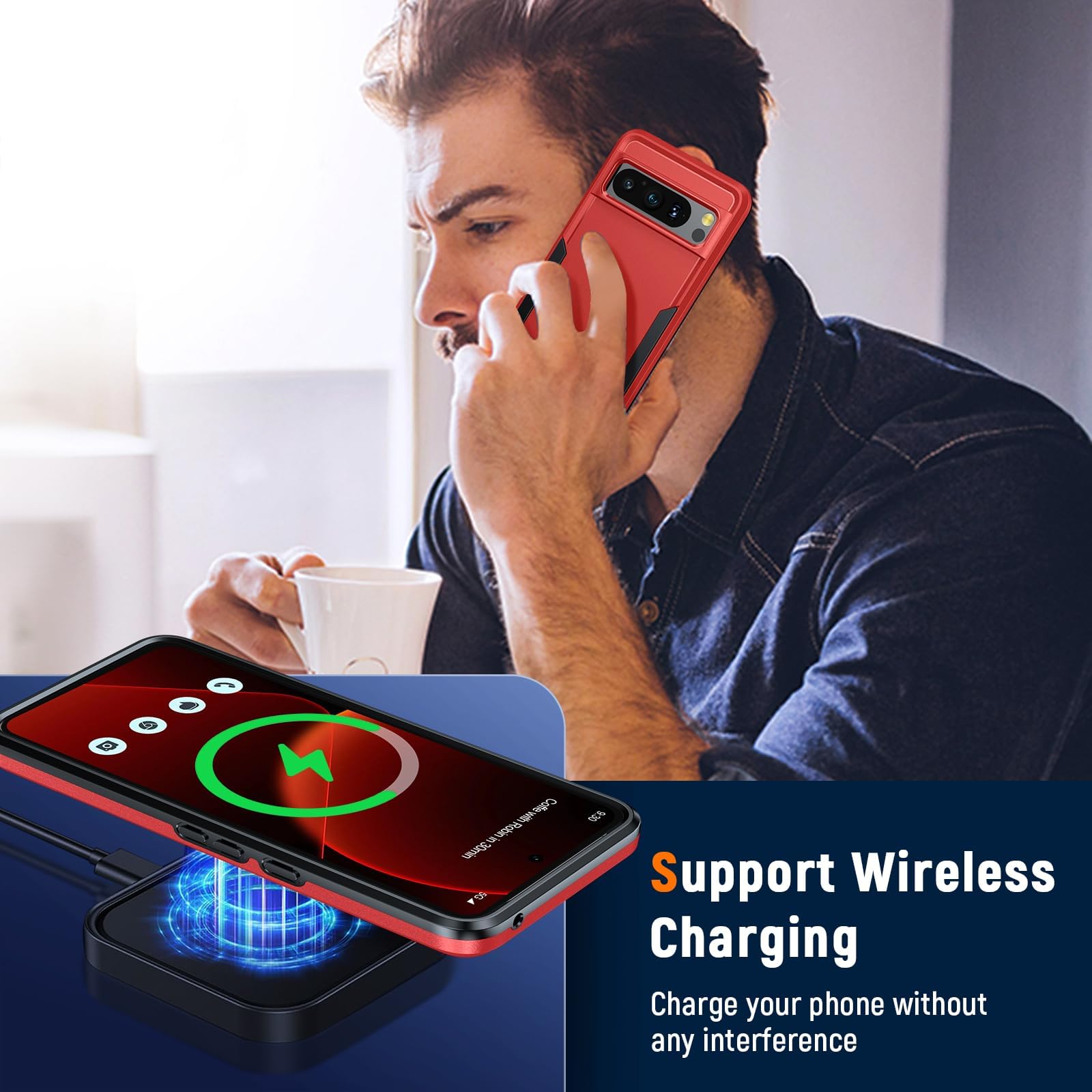 Oneagle for Google Pixel 8 Pro Case, Pixel 8 Pro Case [15FT Military Protection][Double Layer][Heavy Duty][Anti-Slip][Matte Feel] Shockproof Phone Case for Pixel 8 Pro 6.7" (Red)