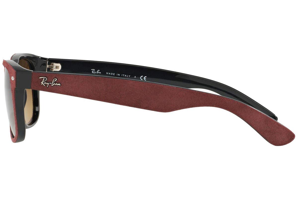 Ray-Ban NEW WAYFARER RB2132-624085 Sunglasses Black/Bordeaux Alcantara w/Brown Gradient 55mm
