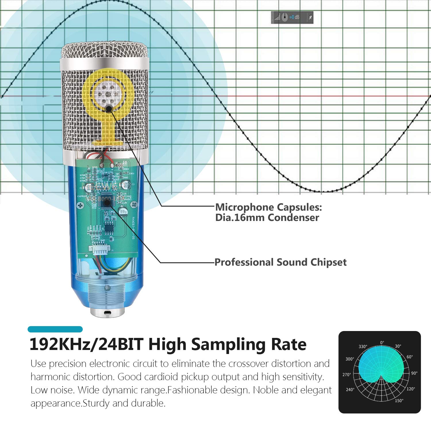Neewer USB Microphone 192KHZ/24Bit Plug & Play Computer Cardioid Mic Podcast Condenser Microphone with Professional Sound Chipset for Livestreaming/YouTube/Gaming Recording/Voice Over(NW-8000-USB)