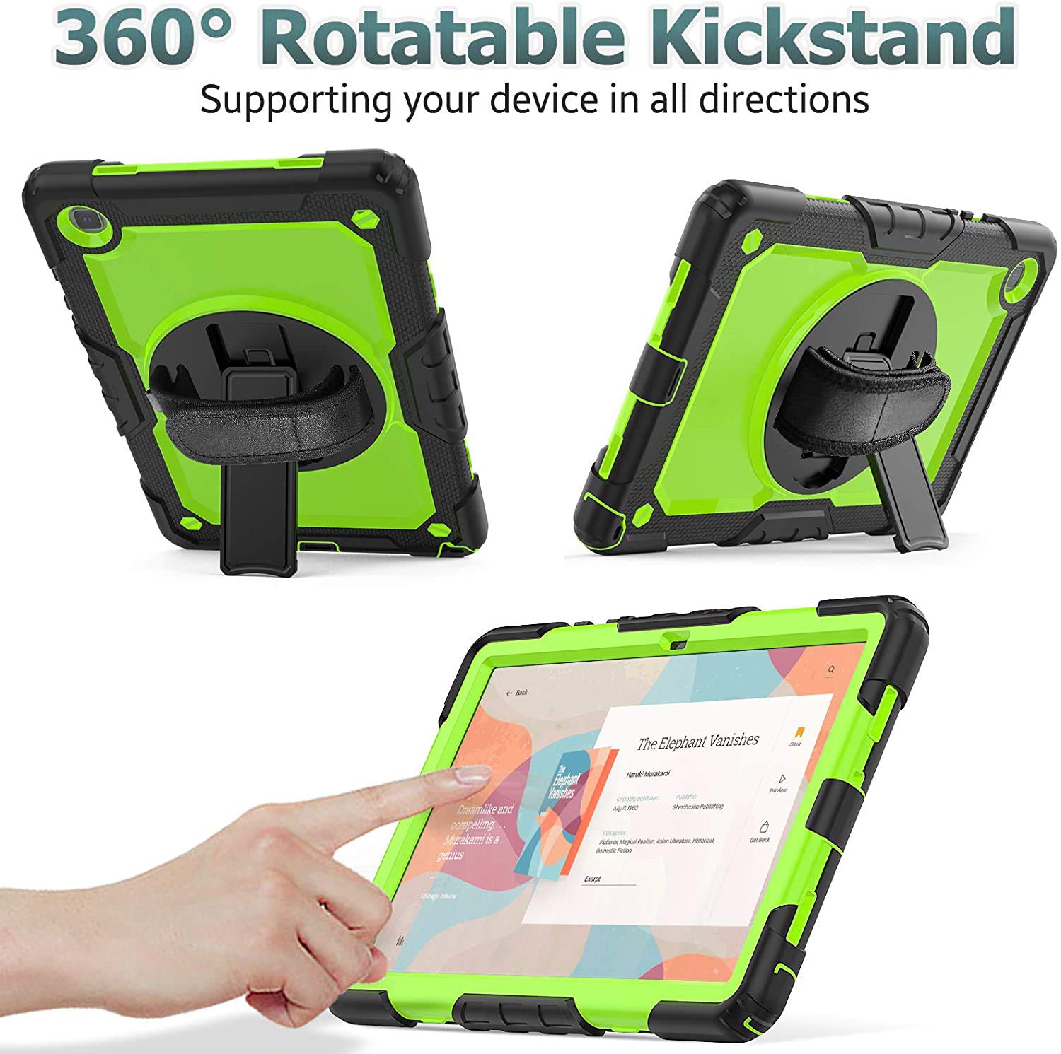 Samsung Galaxy Tab A9 Plus Kids Case 2023 with Screen Protector,BLOSOMEET Full Body Shockproof Cover for Tablet A9+ w/S Pen Holder Stand Hand Strap Shoulder Strap,Green