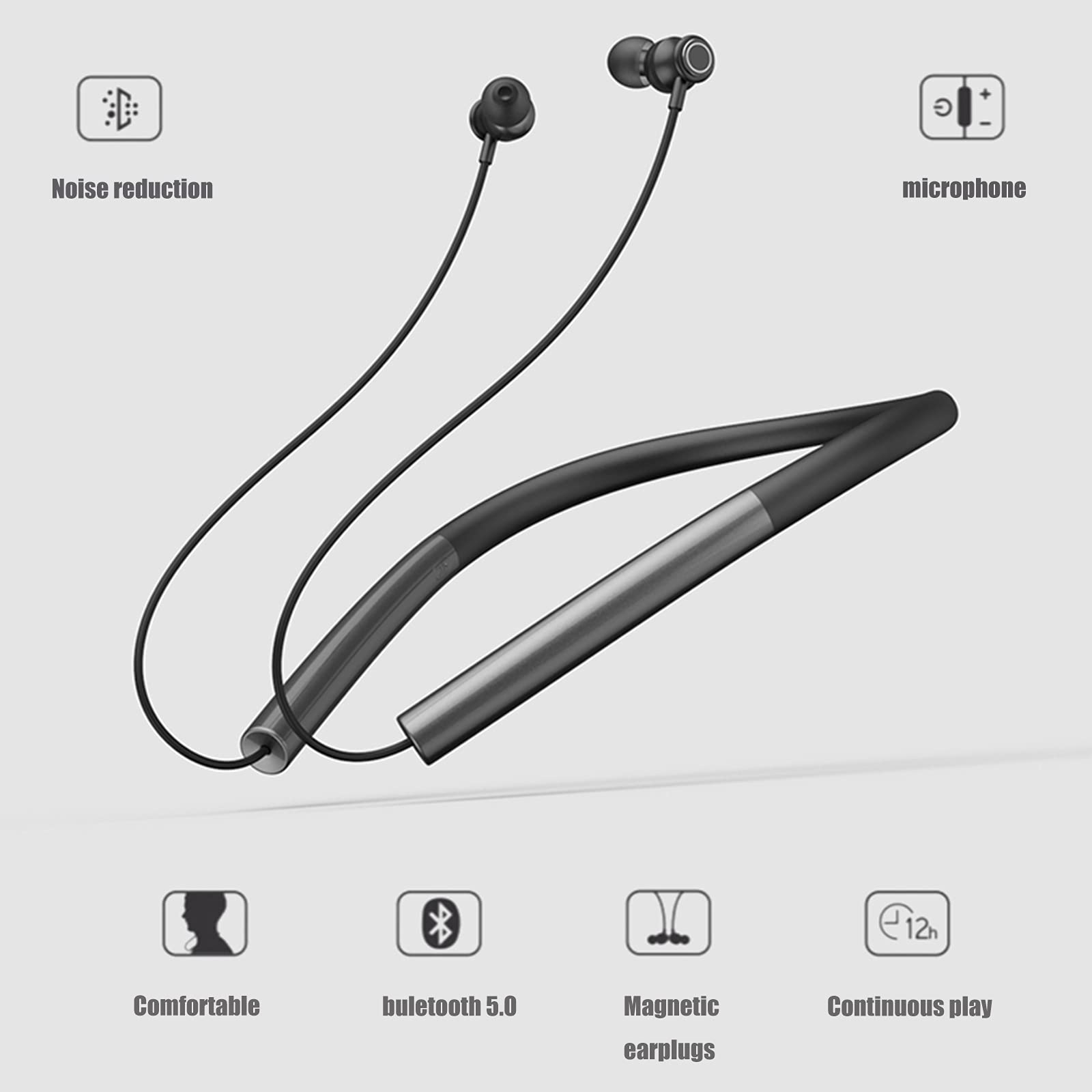 Mosonnytee Bluetooth Headphones Wireless Earbuds Neckband with mic Noise Cancelling Wireless Headset 400 Hours Standby time for Sports (Blue)
