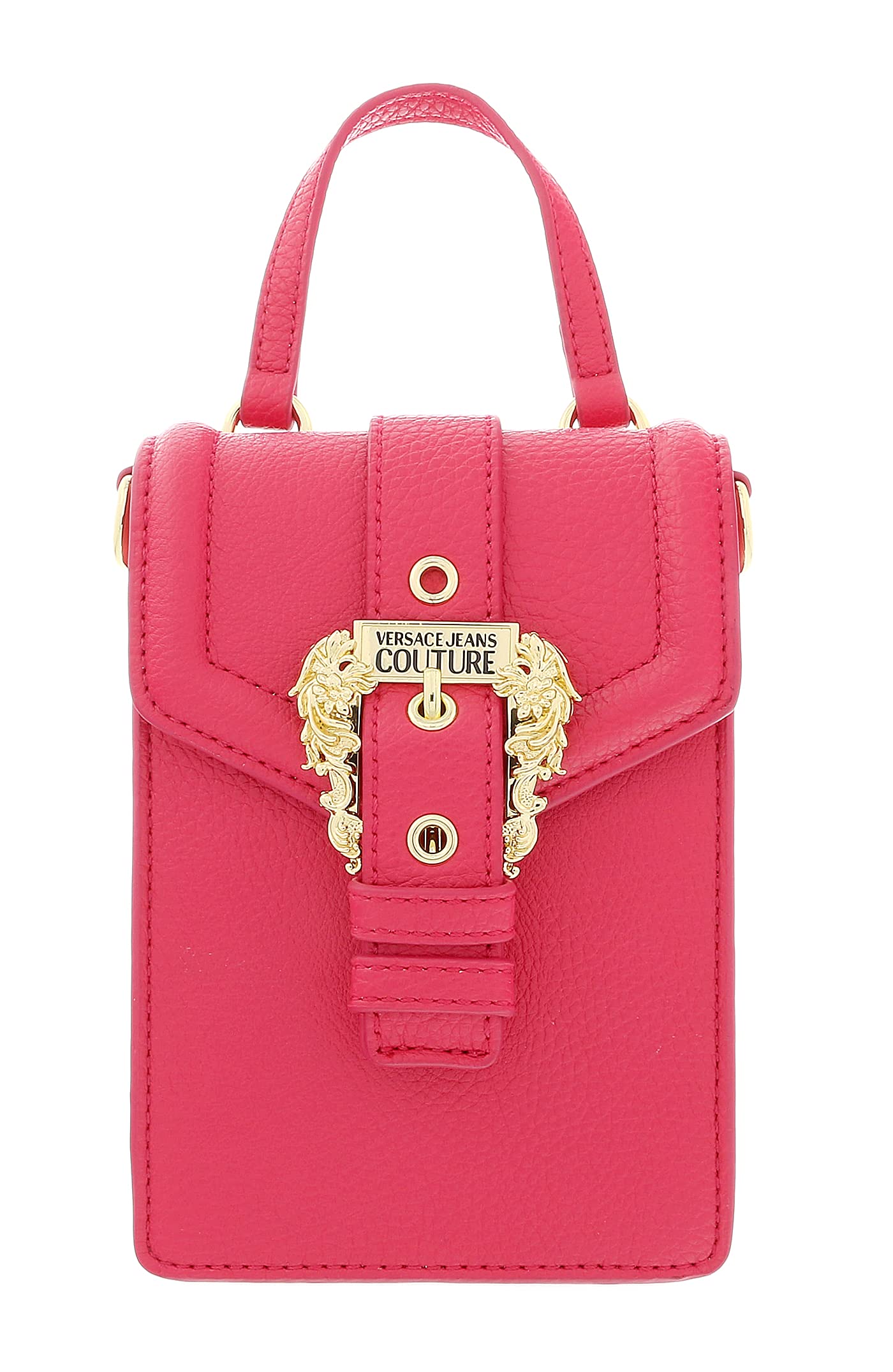 Versace Jeans Couture Coral Oversized Baroque Buckle Mini Shopping Tote Phone Holder for womens