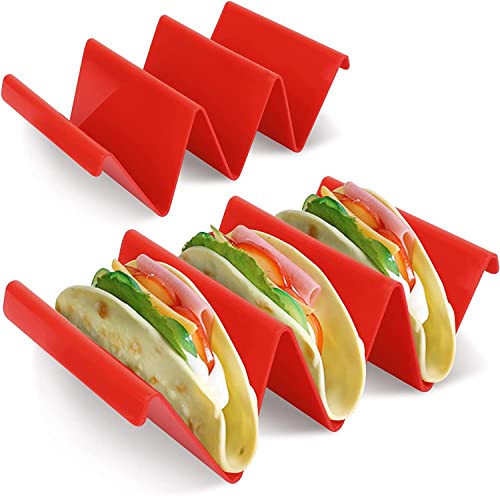 Taco Holder, Colorful Taco Holder Stands Set of 6, ππππ ππ©π π«ππππ πππ¬π’π π§ Taco Stands for 3 Tacos, Taco Shell Holder, Street Taco Rack, PP Health Material Very Hard Sturdy (Colorful)