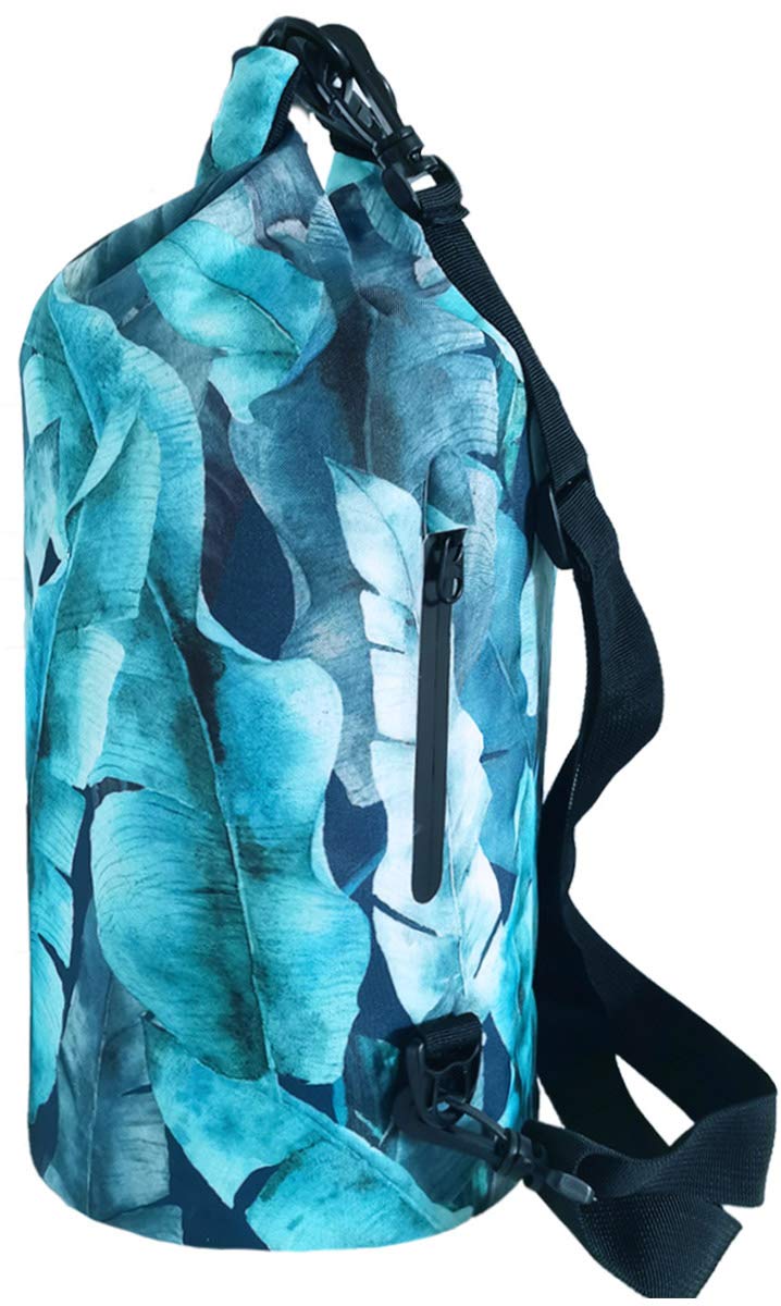 snailman Waterproof Dry Bag for Women Men, Roll Top Lightweight Dry Storage Bag Backpack with Phone Zipper Pocket (Banana leaf, 10L)