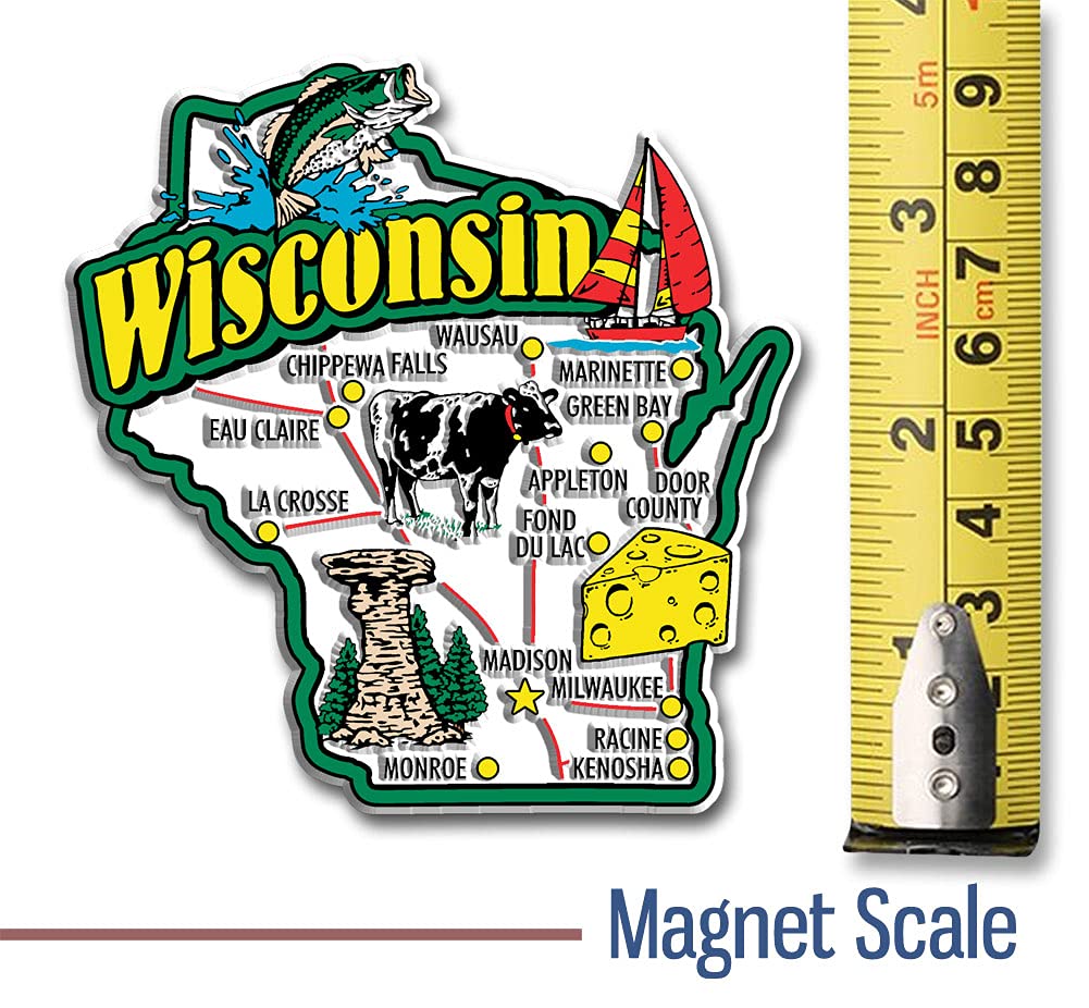 Wisconsin Six-Piece State Magnet Set by Classic Magnets, Includes 6 Unique Designs, Collectible Souvenirs Made in The USA