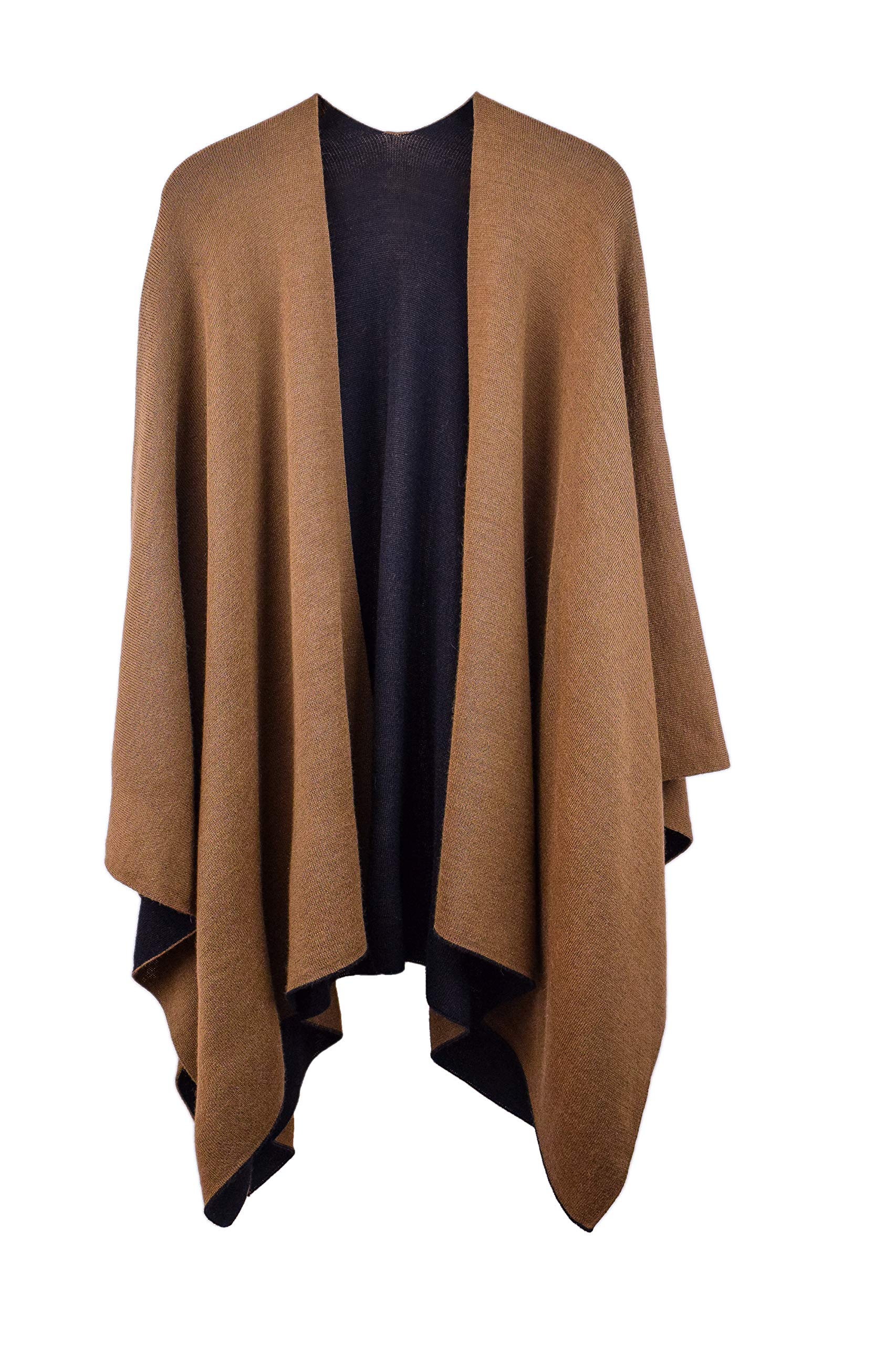 Rugged Andes Trading Company 100% Baby Alpaca Wool Ruana Wrap (Brown and Black)