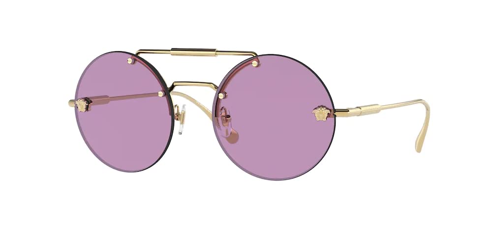 Versace VE2244 100278 56MM Gold/Clear Orange Fuchsia Round Sunglasses for Women + BUNDLE With Designer iWear Eyewear Kit
