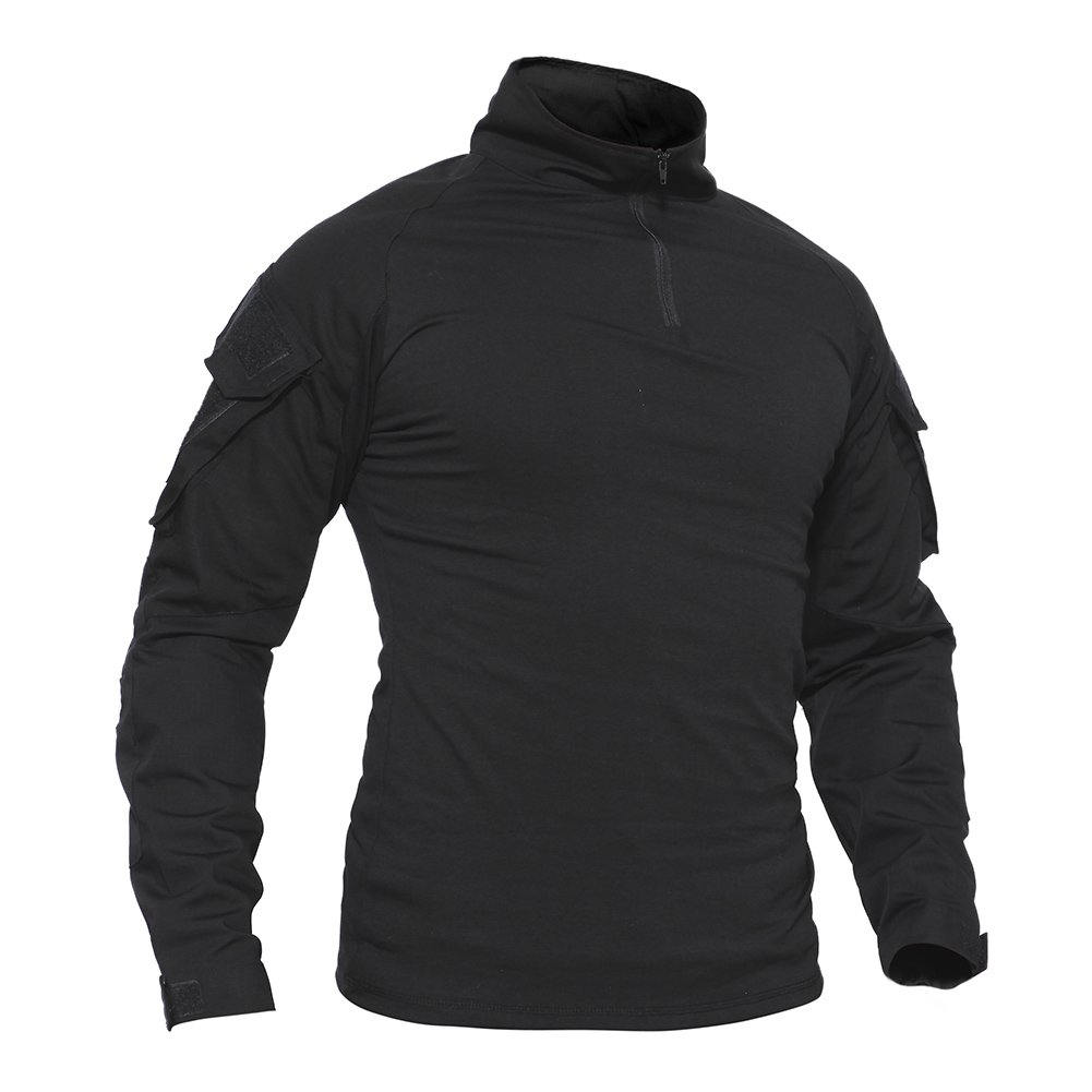 TACVASEN Men's Tactical Shirts Combat Shirt Hiking Military Clothing 1/4 Zip Long Sleeve Slim Fit Army Shirt Breathable Athletic T-Shirt Tops