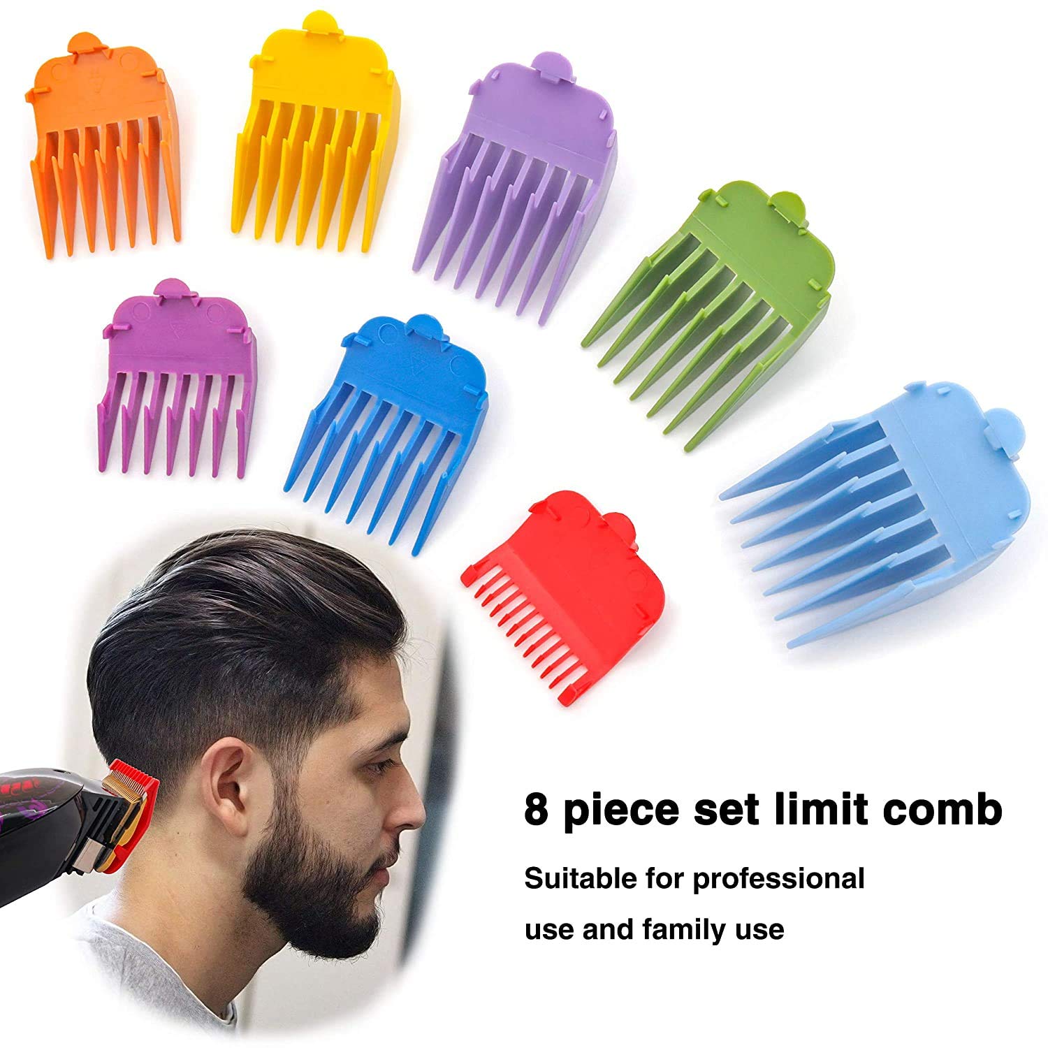 Professional Hair Clipper Guards Guide Combs Compatible with Most Wahl Clippers,Hair Clipper Cutting Guides/Combs -From 1/16inch to 1inch