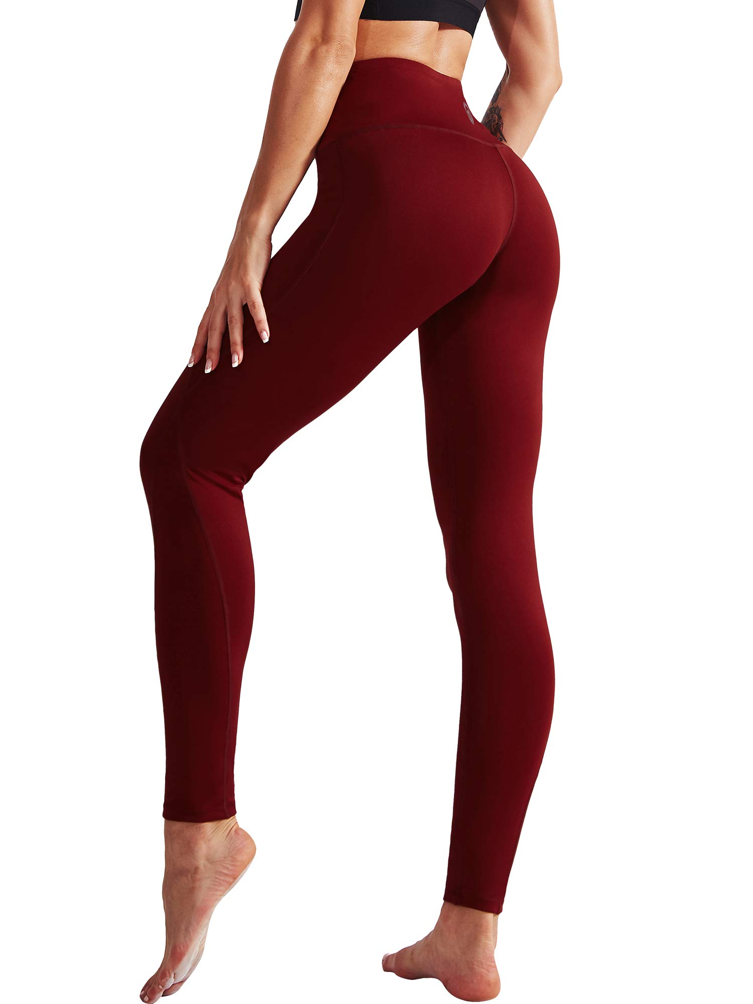 NELEUS 2 Pack Tummy Control High Waist Running Workout Leggings,9017,Red,Rose Red,US L,EU XL