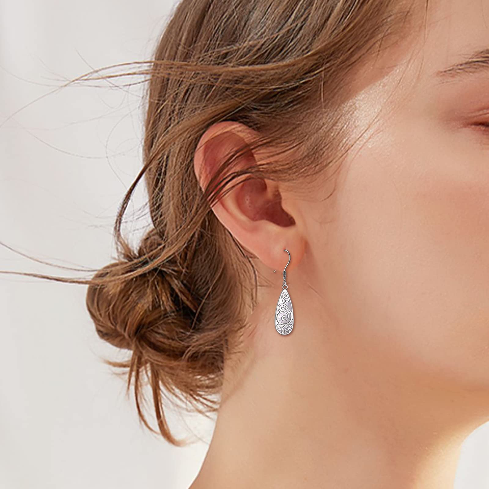 Sterling Silver Teardrop Dangle Filigree Earrings Jewelry Gifts for Women Abalone