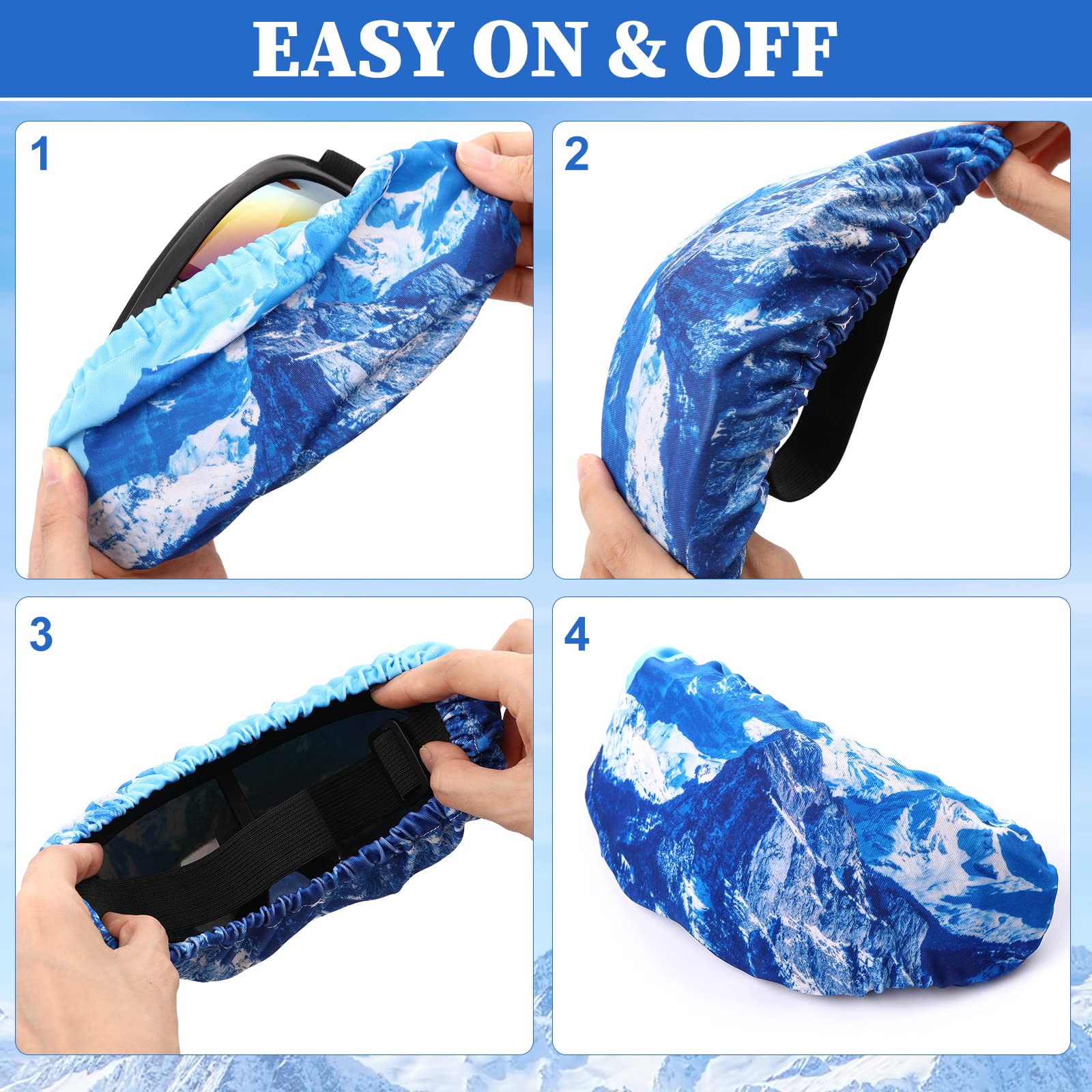 Weewooday 4 Pieces Microfiber Protective Ski Goggle Cover Ski Goggle Cover Protectors for Snow Ski Goggles (Snow Mountain Style)