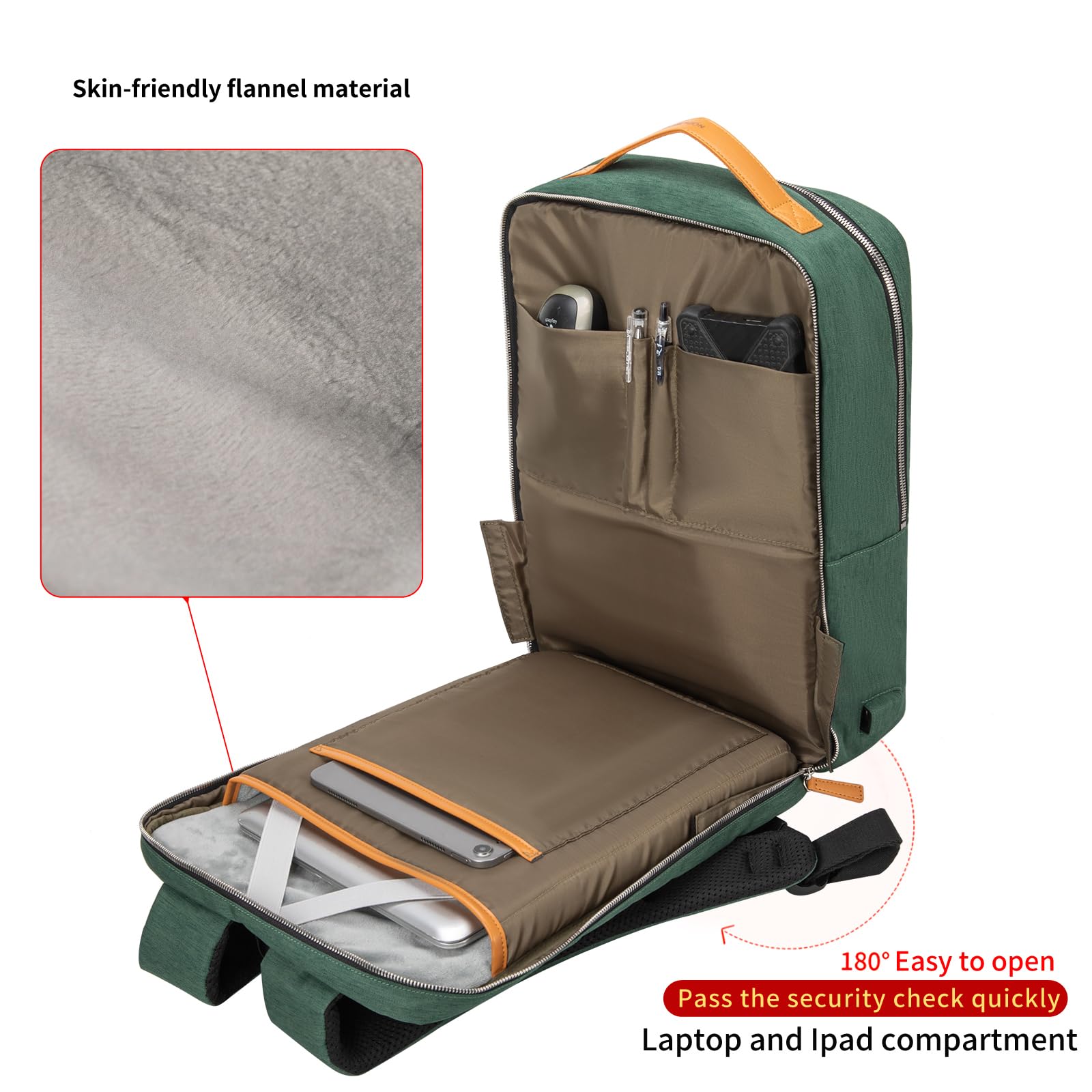 NOBLEMAN Backpack for women and man,15.6 Inch everyday Laptop Backpack, Daypack, with USB travel daypack (Dark Green)