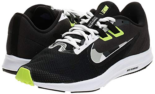 Nike Downshifter 9 Men's Running Shoes, Lightweight Mesh Men's Sneakers, Black/White-Particle Dark Smoke Grey-Ghost Green-Sapphire, 10