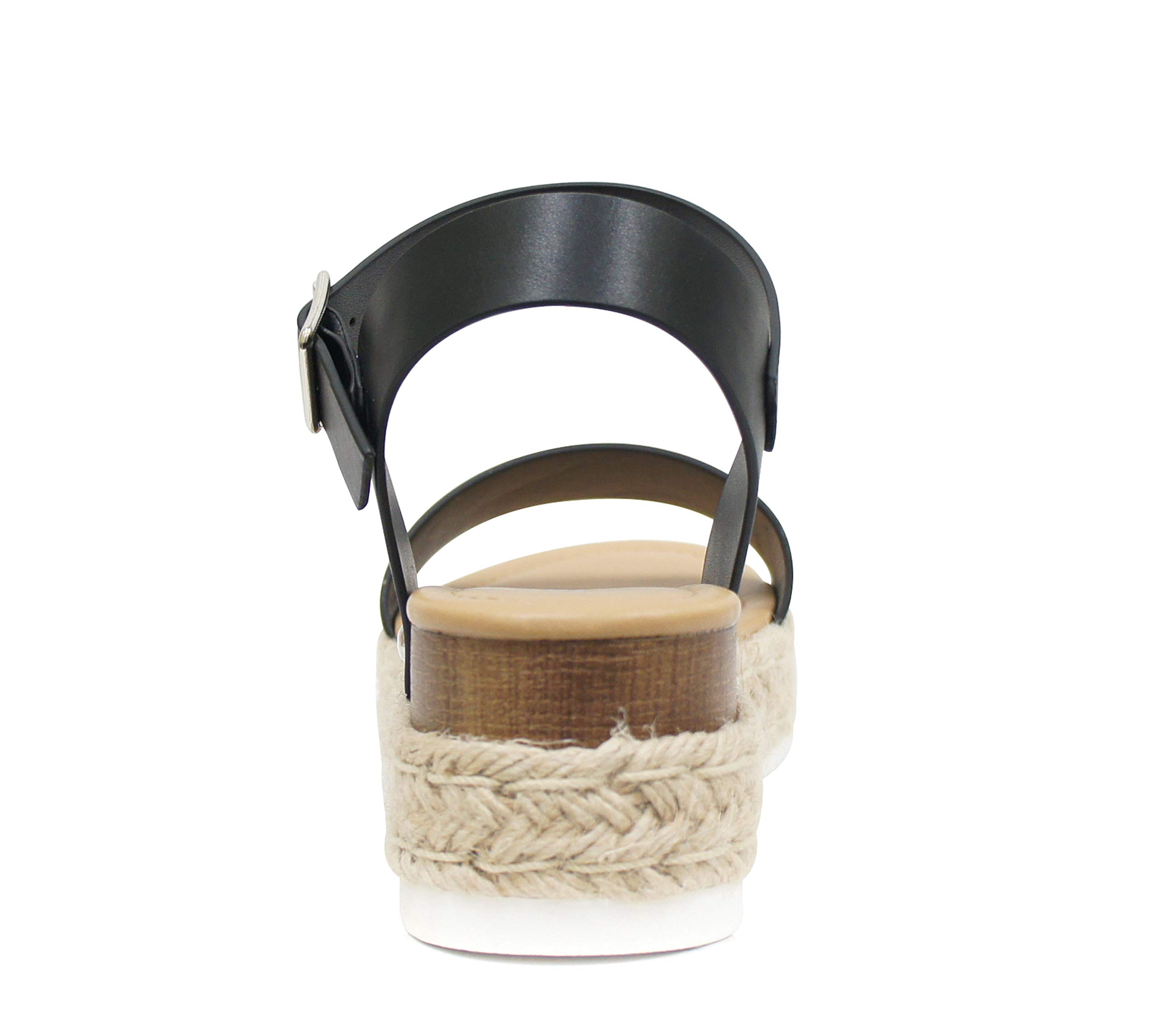 Soda Clip Top Shoe Women's Open Toe Ankle Strap Espadrille Sandal (7.5 M US, Black New)