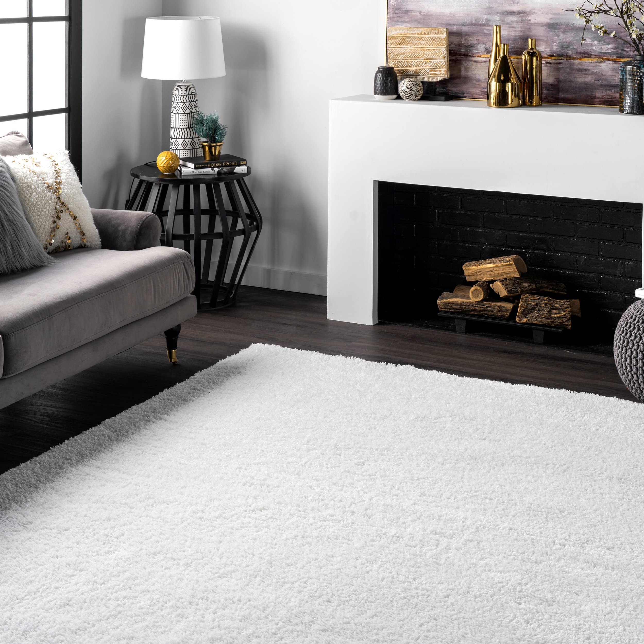 nuLOOM Gynel Contemporary Shag Area Rug, 8x10, Snow White