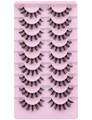 Russian Strip Lashes D Curl Fluffy False Eyelashes Wispy Fake Lashes Thick Volume Reusable Eyelashes Pack 9 Pairs by wtvane