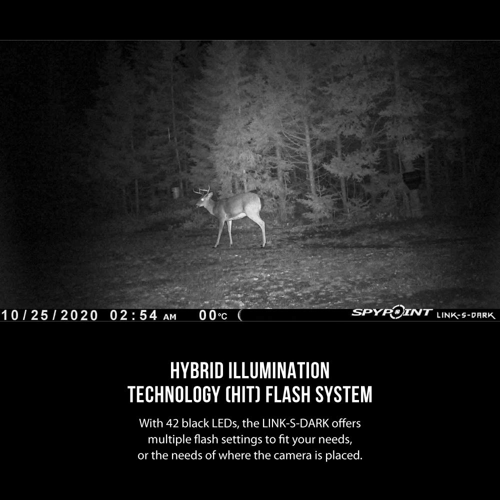 SPYPOINT Link S Dark (US) Cellular Trail Camera 12MP Photos and HD Video, 4G/LTE Photo Transmission, Fastest Trigger Speed Available 90ft Flash Range, 110ft Detection Range