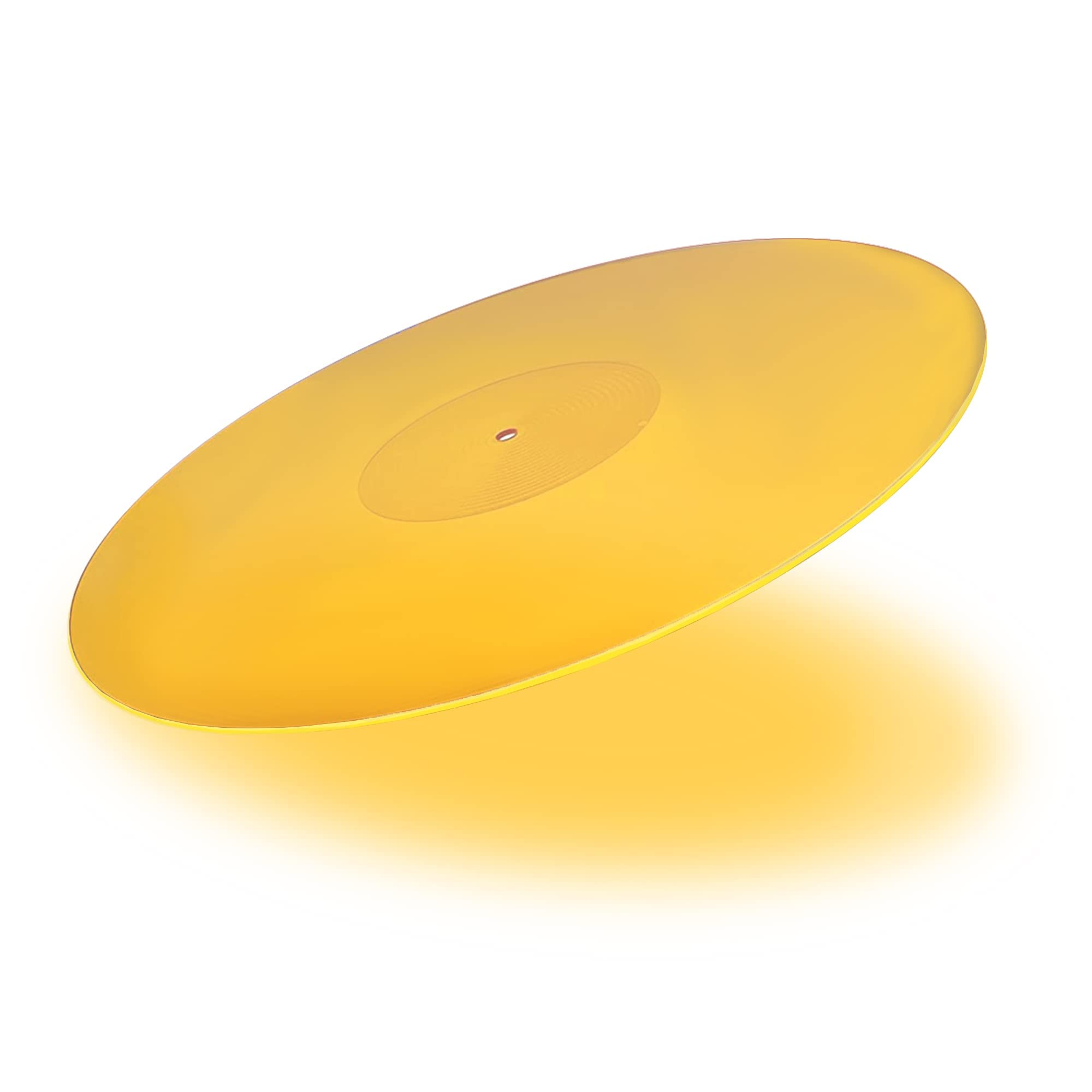 The Amador's Acrylic Turntable Mat - Transparent Acrylic Slipmat for Vinyl LP Record Players -Effective Base Response -Diameter 297mm Thickness 2.5mm -Control Resonance & Vibration (Yellow)