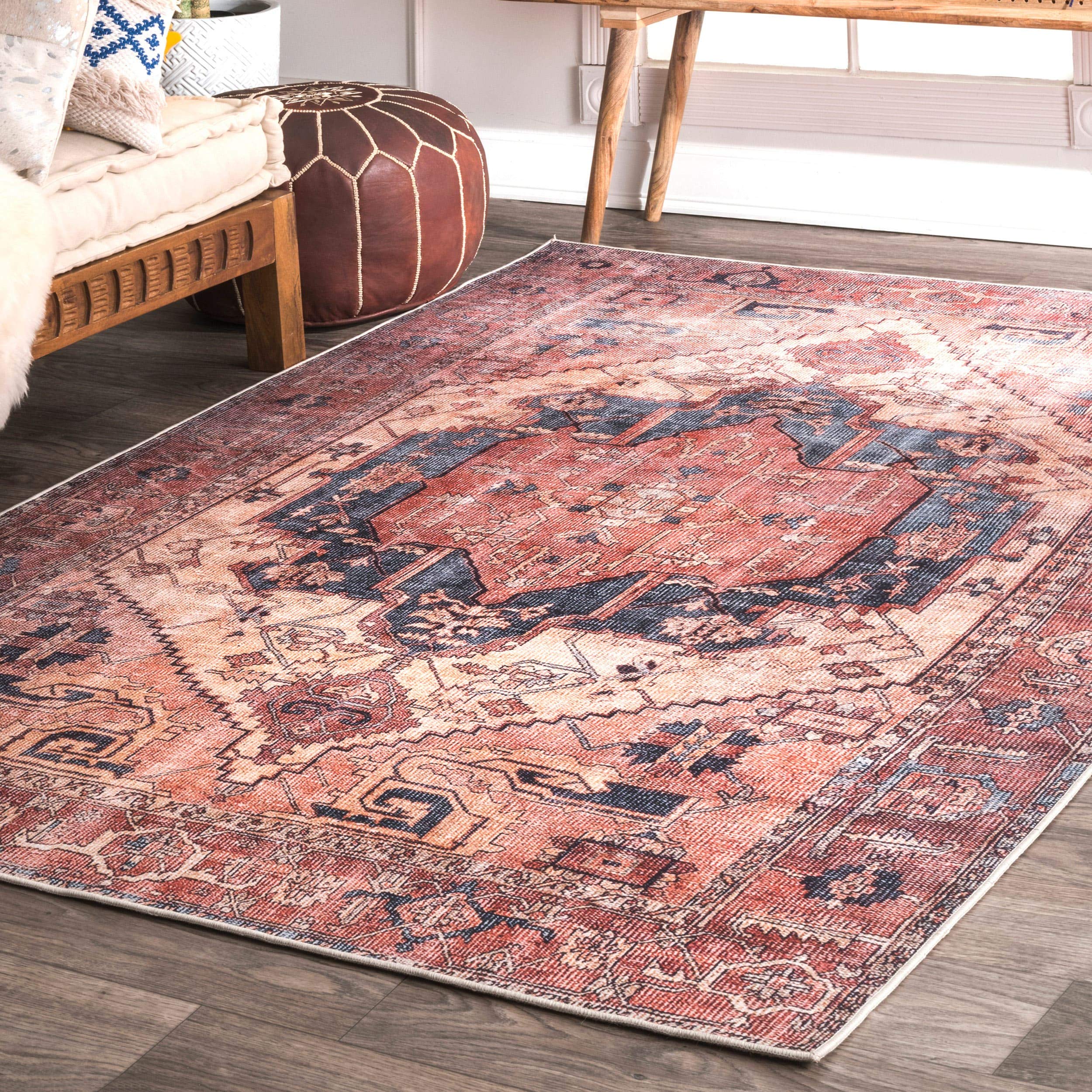 nuLOOM Leslie Transitional Printed Area Rug, 6x9, Peach