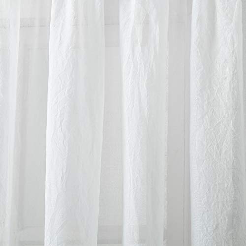 No. 918 Tayla Crushed Texture Semi-Sheer Rod Pocket Curtain Panel, 50" x 95", White