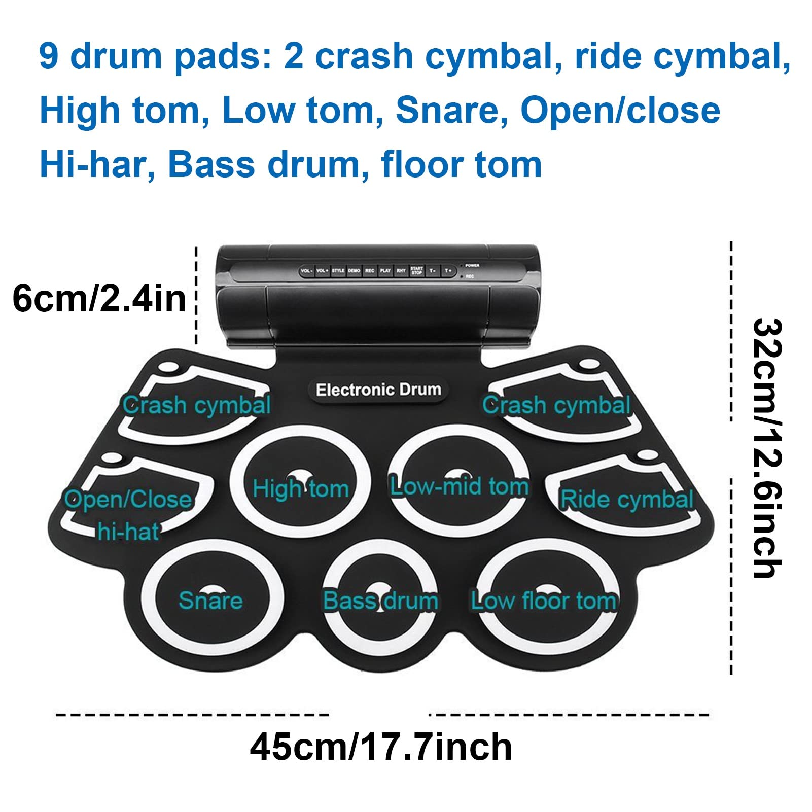 TUU Electronic Drum Set for Beginners 9 Pads Digital Drum Kit Built-in Speakers MIDI with Drum Sticks and Pedals Portable Tabletop Roll Up Drum Practice Pads Great Christmas Birthday Gifts