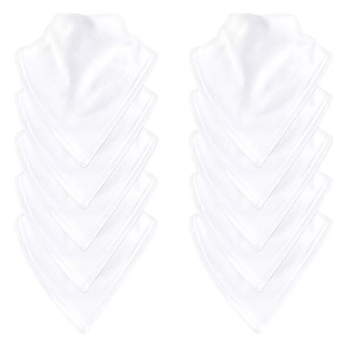 Touched by Nature Unisex Baby Organic Cotton Bandana Bibs, White, One Size