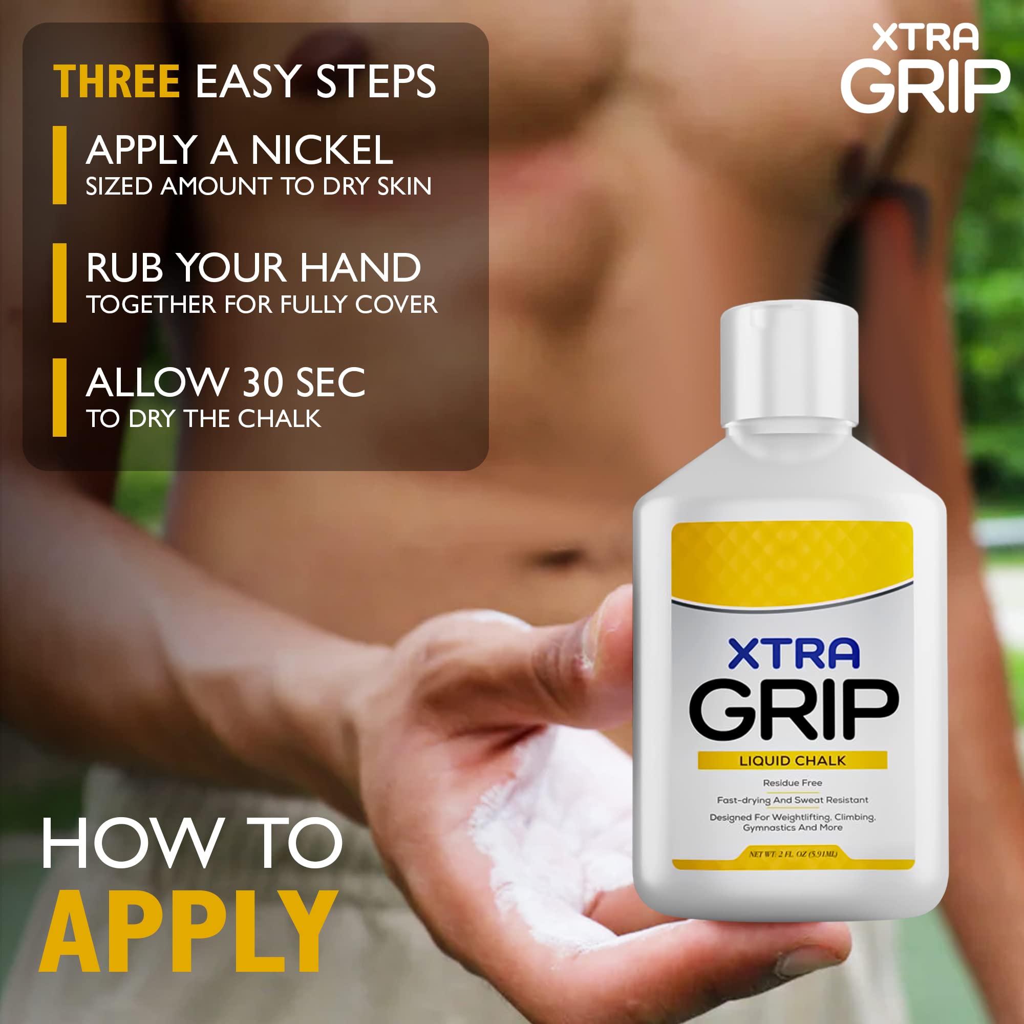 Xtra Grip Liquid Chalk -Sport Grip Solution- Pole Grip -Gym Chalk for Weight Lifting -Improve Grip-Chalk for Climbing- Chalk for Pole Dancing - Lotion for Gaming- Dry Hands - Grip for Pole Dancing