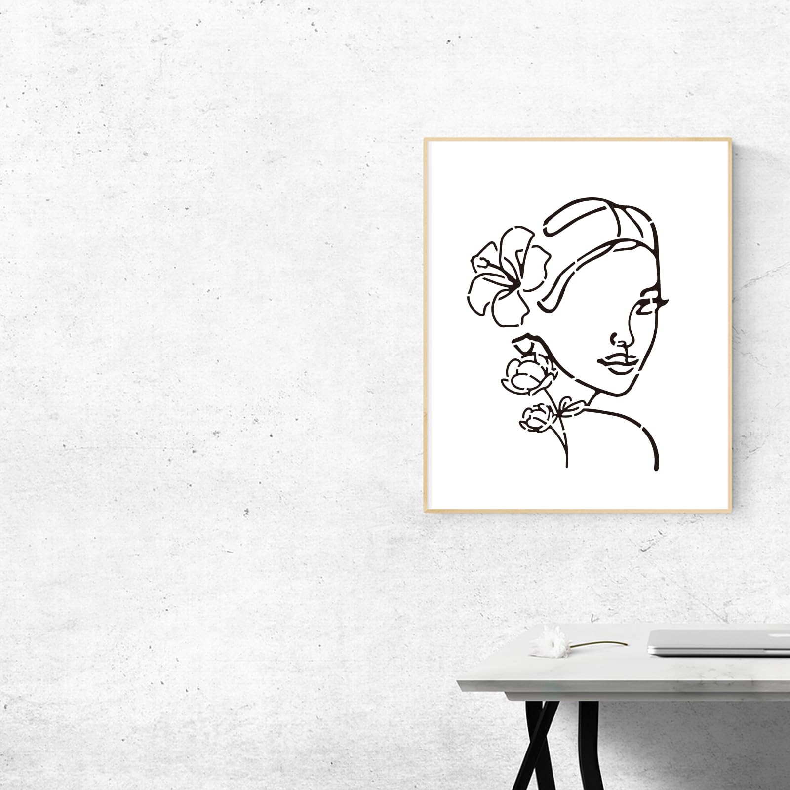 ORIGACH 9PCS 11.8x11.8inch Modern Minimalist Abstract Women Stencil, Floral Female Face Pattern PET Large Stencils Reusable Template for Painting on Wood Wall Canvas