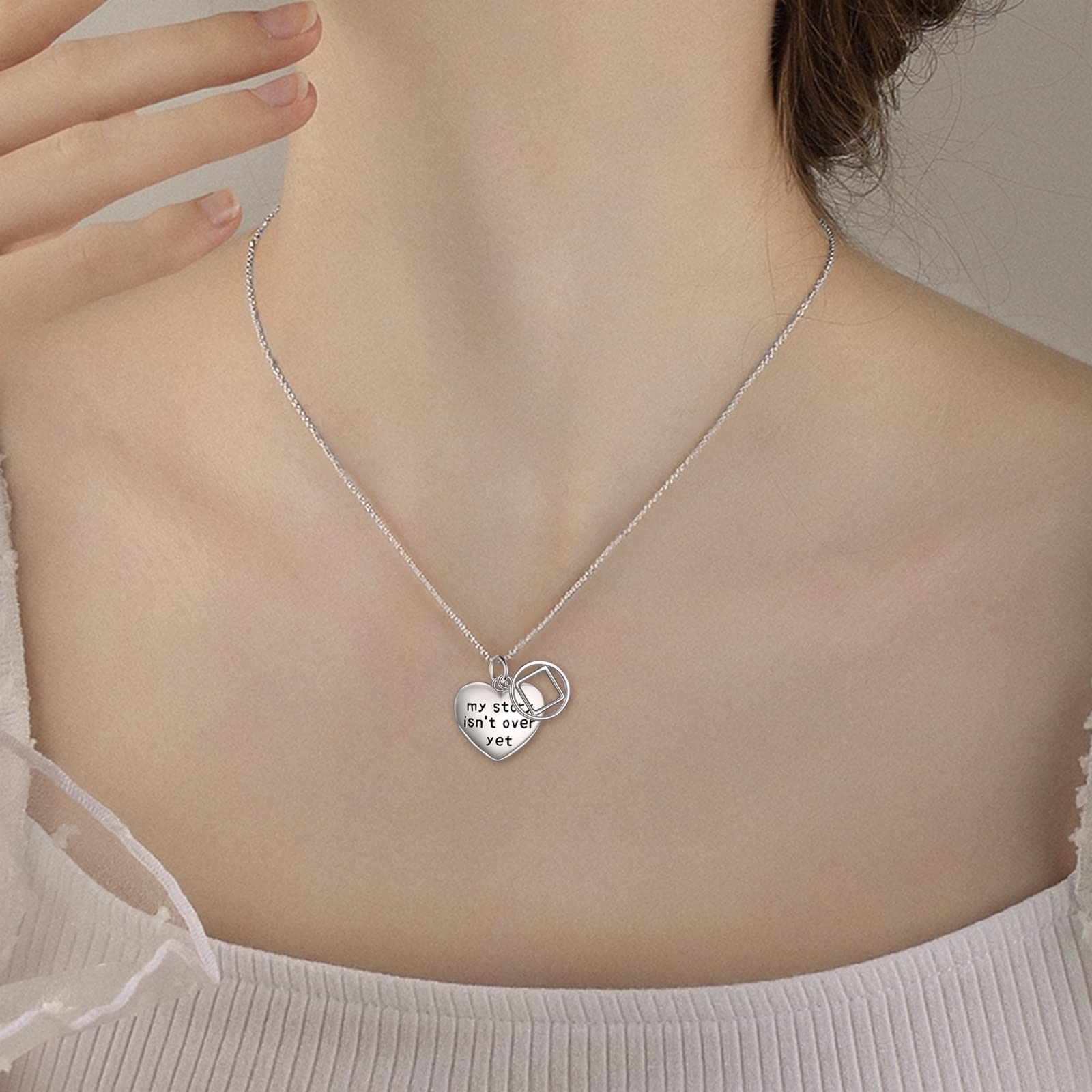 YAFEINI NA Gift Necklace Sterling Silver Narcotics Anonymous Recovery Symbol Necklace NA Sobriety Pendant Jewelry for Women Gift