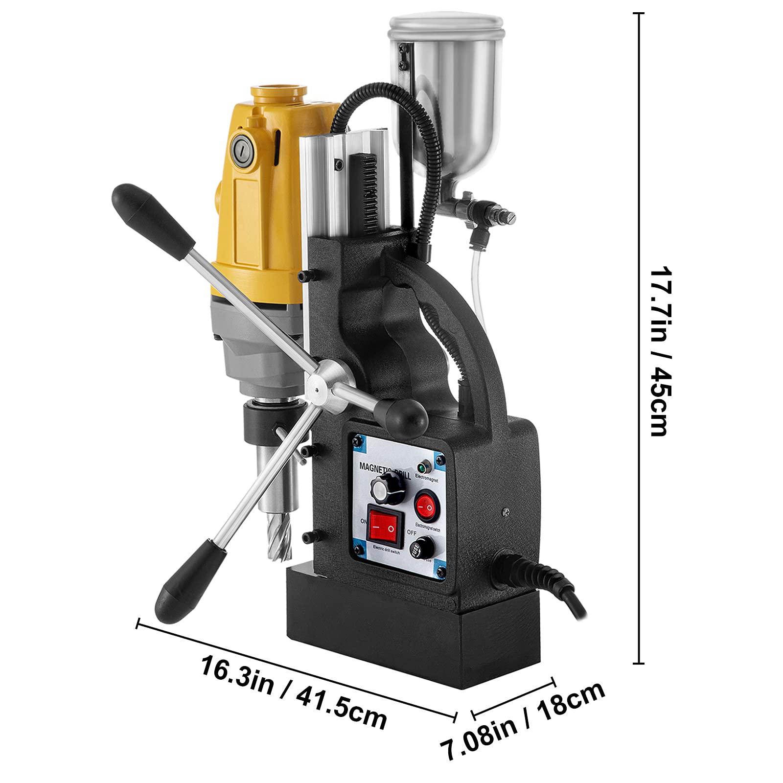 VEVOR Mag Drill, 200-550RPM Stepless Speed Electromagnetic Drill Press, 2.16" Depth 1.57" Dia Magnetic Core Drill, 2700LBS Boring Tool Drill Press, 1100W Drill Press, 11 PCS HSS Annular Cutter Kit