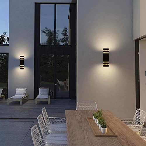 Tsiun Dusk to Dawn Outdoor Wall Lights, Exterior Light Fixture Up Down Sconces with E26 Socket, Waterproof Lamp Porch Lanterns Wall Mount, Anti-Rust Outside Lights for House, Patio, Garage, 2 Pack