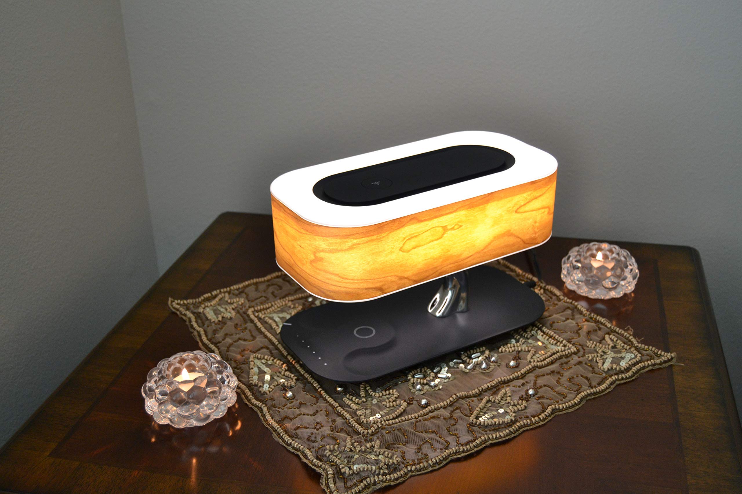 SBOTLIGHT Bedside Tree Lamp with Bluetooth Speaker and Wireless Charger Desk Tree of Life lamp Sleep Mode Stepless Dimming LED Night Light QI Charging Phones Wireless Charge