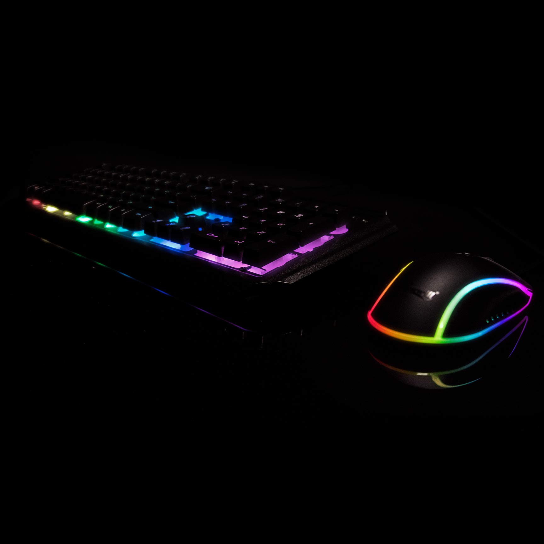 Rosewill Fusion C31 Rainbow RGB Backlit LED Gaming Mechanical Switch Feel Keyboard W/9 Lighting Effects, Adjustable 3200 DPI Gaming Mouse - PC Gamer Combo