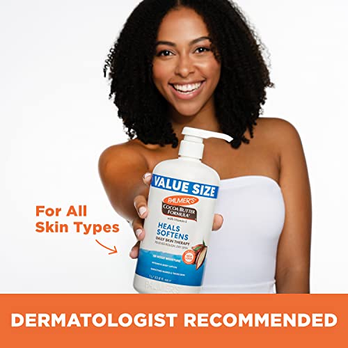 Palmer's Cocoa Butter Formula Daily Skin Therapy Body Lotion, Pump Bottle, 33.8 Ounces (Pack of 2)