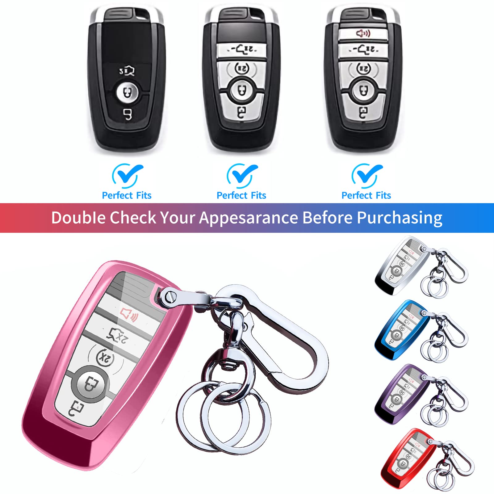 TPU Smart Key Fob Case Compatible for 2019-2021 Ford Fusion, Explorer, Escape, Edge, F-150, Mustang and More Models